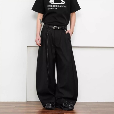 美式高级感通勤黑色弯刀西裤