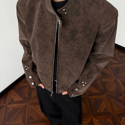 美式哈灵顿pu皮夹克外套男