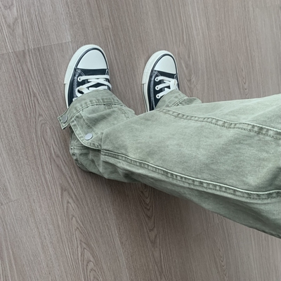 美式vibe风裤子男修身微喇牛仔裤