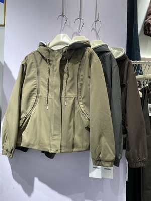 香魅儿B621冬加厚新款连帽拉链短款外套女宽松显瘦百搭上衣短外套