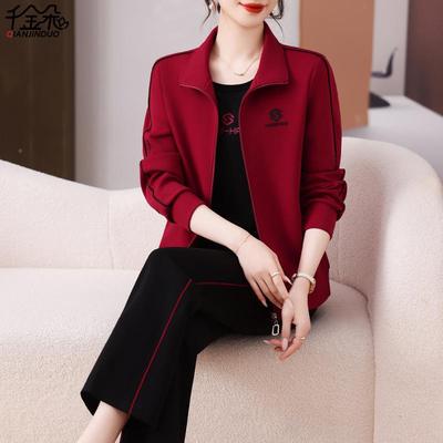 新款服妈妈秋装套-2867装洋气中年步运跑动上衣春秋外套女款老大