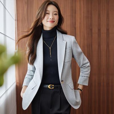 黑西装外女秋冬个色子高级感气质修身套显瘦西YJR2582服短款毛呢