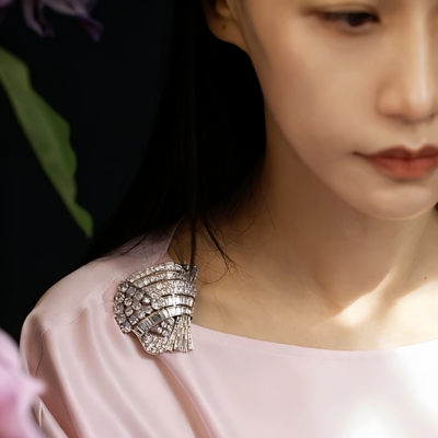 vintage经典图册款对夹钻石胸针