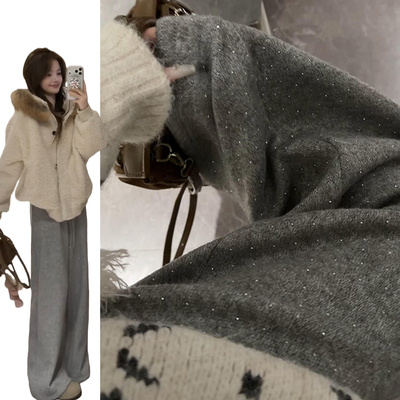 韩系松弛感爆闪星空裤女秋冬季2025新款慵懒风休闲显瘦垂感阔腿裤