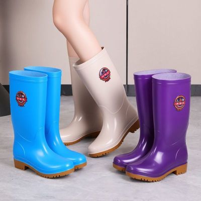 女士高筒加绒防水防滑雨靴