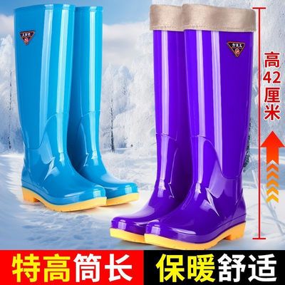 水鞋时尚高筒雨靴特高雨鞋女水靴加绒防滑胶鞋套鞋冬雨鞋成人胶靴