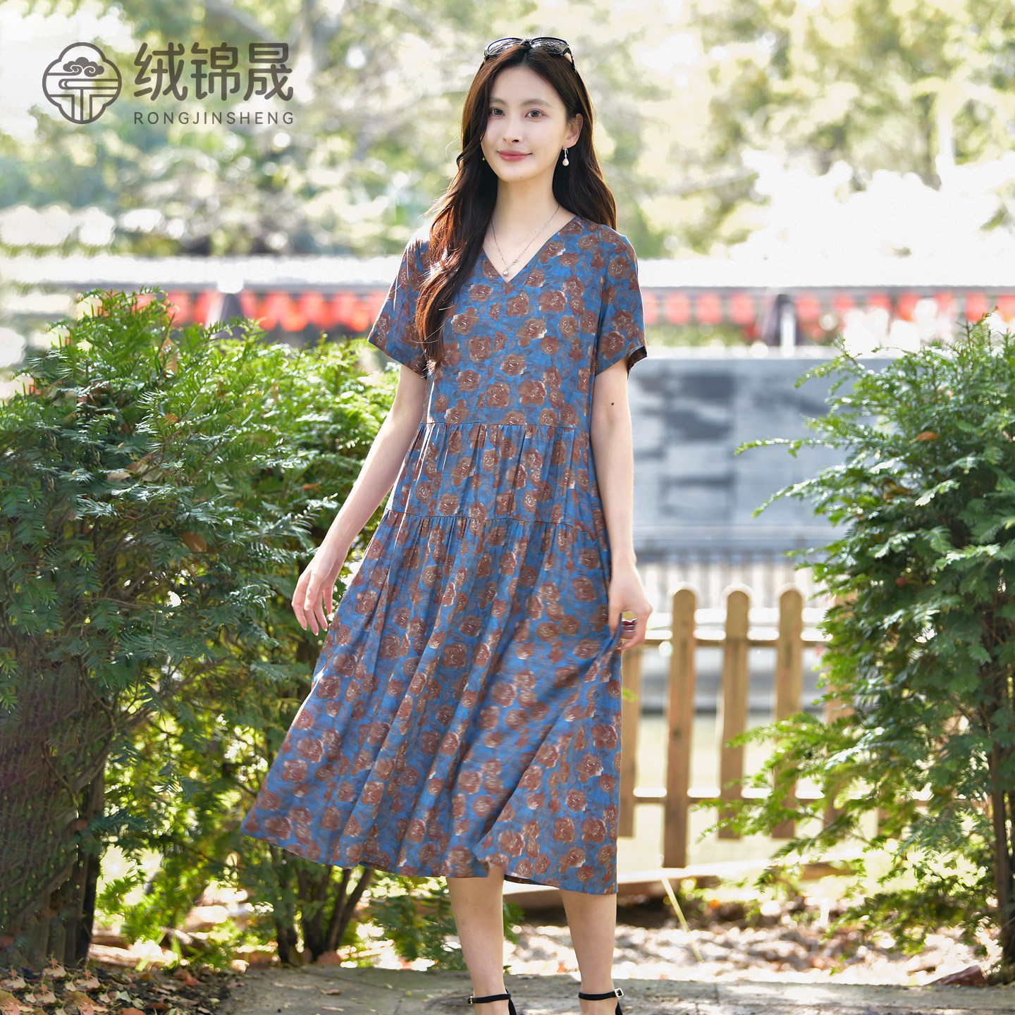 2026夏季新款棉绸连衣裙女人造棉中长款时尚宽松大码显瘦外穿裙子