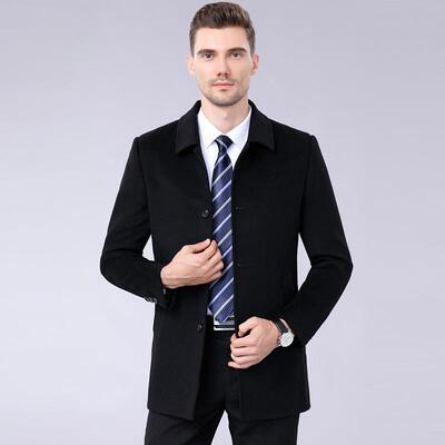 可拆卸羽绒内胆3爸装双面呢子外套202冬装82088款中年男爸士羊绒