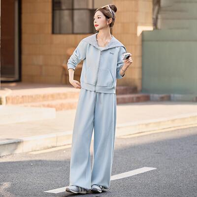 装女春新款时显尚连卫帽衣宽松瘦小个子休闲套WW6611-0裤两件套
