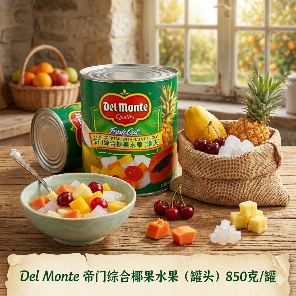 摩坊 帝门新庄综合椰果水果罐头850g 西餐甜点原料