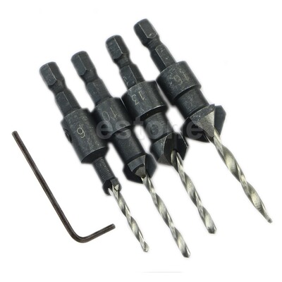 A96 4pcs Carpentry Countersink Drill Bit Set Woodworking