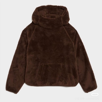 FCG&FW25Drake公鸭风格联名纯色舒适羊羔绒插肩拼接连帽套装