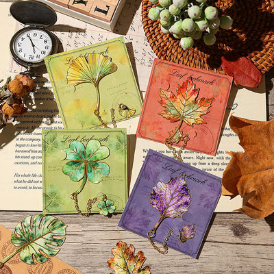 创意树叶金属镂空流苏书签