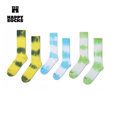 【25年新品】Happy Socks多巴胺扎染户外时尚彩色棉袜男女中筒袜