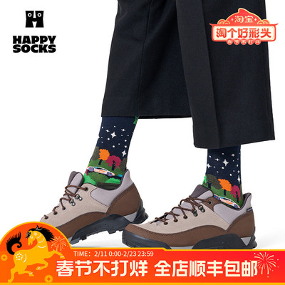 【25秋冬款】Happy Socks潮牌秋日漫游袜子时尚个性图案中筒袜