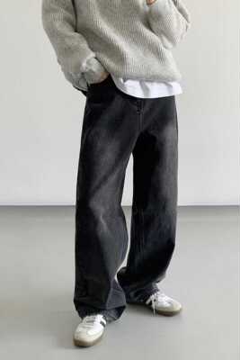 WEERE复古做旧水洗直筒牛仔裤