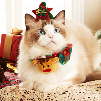 Christmas Collar Cat Decorations Neck Cat Scarf Elastic New