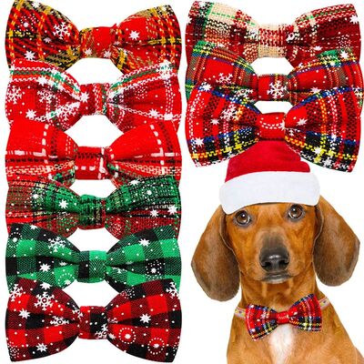 50PCS Christmas Dog Bows Removable Small Dogs Collar Pets Do