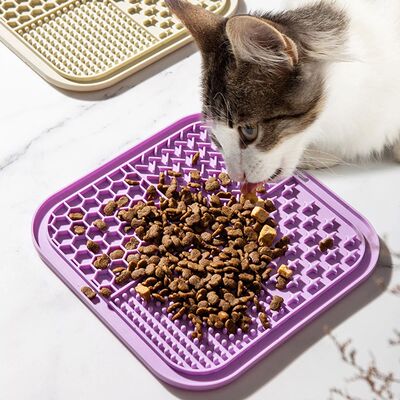 1PC-Silicone pet lick mat; pet slow feed bowl pad with sucti