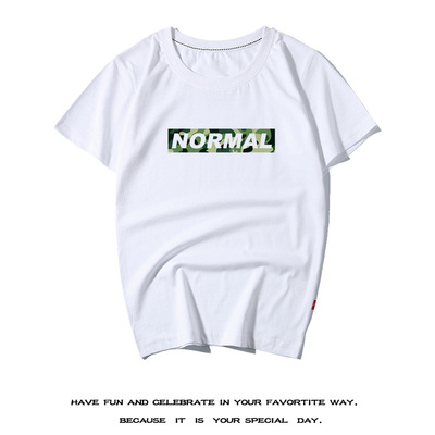 抖音半袖潮牌迷彩上衣男朋友衣服帅气学生定制字母normal短袖T恤