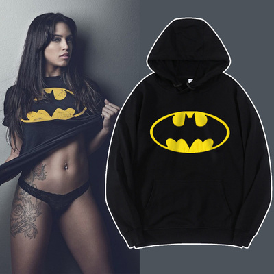 蝙蝠侠卫衣秋冬加绒男女年会表演服衣服cos趣味漫画英雄连帽外套