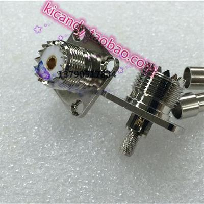 UHF-KF-3射频连接器UHF母座馈线头压接50-3线带法兰大方板25*25mm