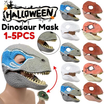Halloween 3D Dinosaur Mask Moving Jaw Raptor Dinosaur Mask H