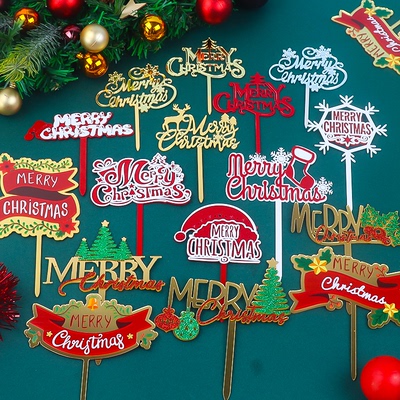 2025圣诞节亚克力MERRY蛋糕装饰
