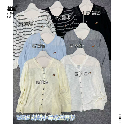 麦希1039大码单排扣针织开衫女