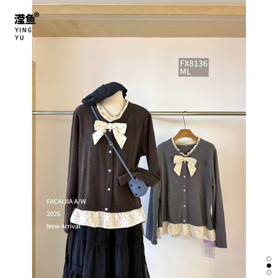 发财FX8136大码拼接针织衫女秋