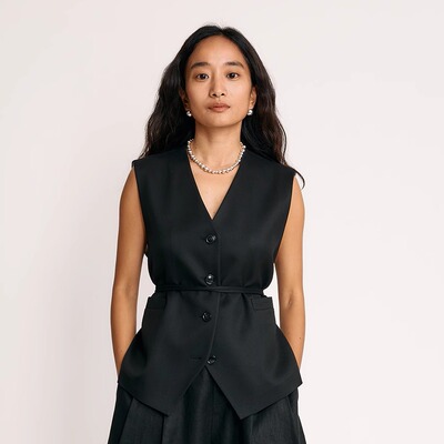 Aude精纺醋酸羊毛系带通勤马甲