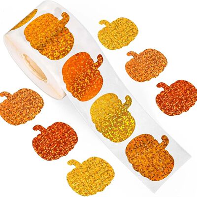100-500pcs Glittering Pumpkin Sticker Halloween Gift Wrappin