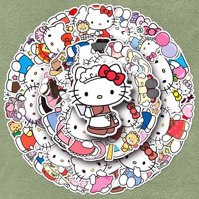 50张hellokitty贴纸sanrio卡通日漫周边咕卡文具手账冰箱贴纸