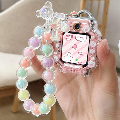 适用小天才电话手表表带z10z9z8z7z6z5手链式表带z11可爱d2d3卡通q1q2保护壳z3z2z1保护套透明Y06通用腕带膜