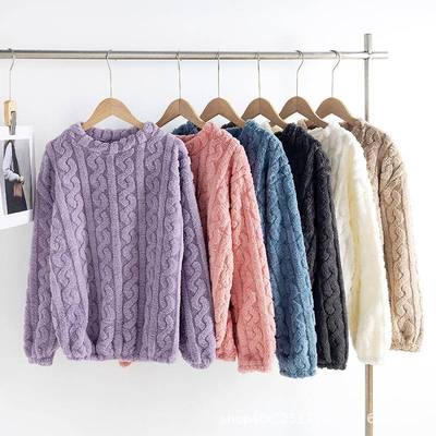 睡衣女秋冬款冬季珊瑚绒家居服法兰绒加厚款冬天大码加绒保暖套装