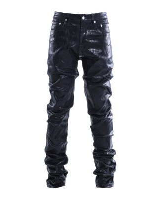 pccvision长弹力涂层修身直筒裤