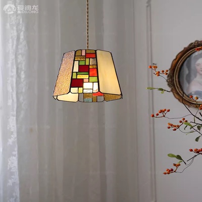 复古蒂凡尼红玫瑰玻璃法式美式餐厅吊灯浪漫卧室吧台灯