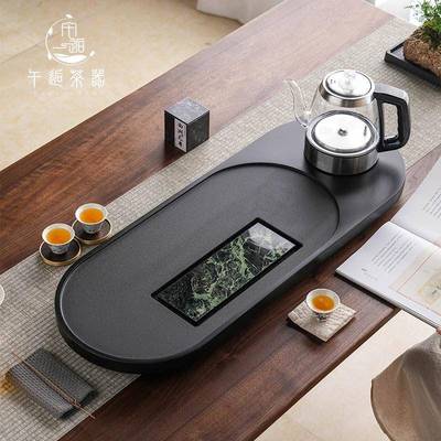 天然乌金石奢石岩板茶盘创意中式客厅智能全自动烧水壶一体式茶台