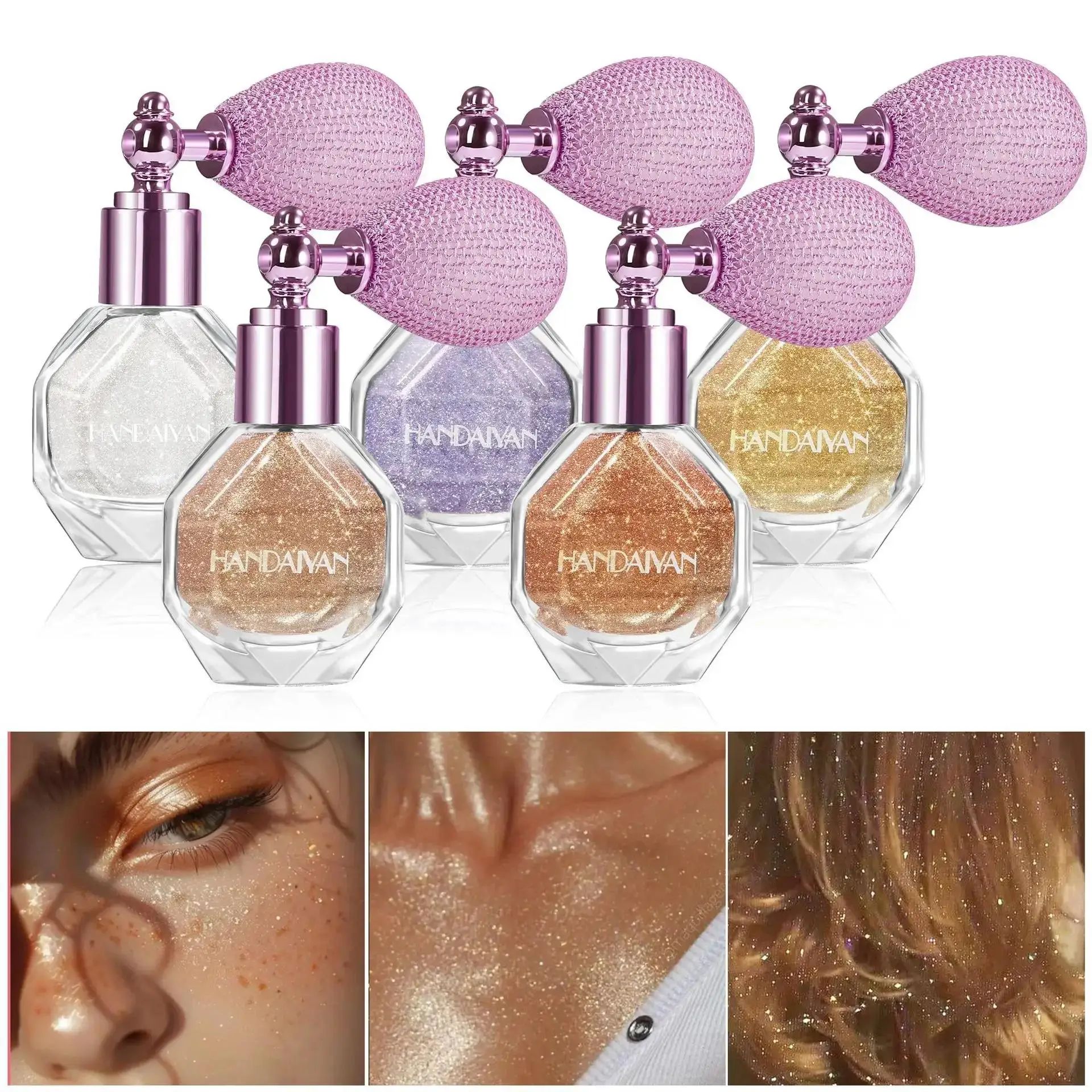 5 Color Shimmer Powder Spray For Body Face Hair Makeup Glitt