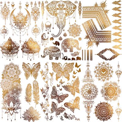 Realistic Elephant Moon Temporary Tattoos For Women Adult Fa