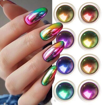 12 Colors Glitter Magic Mirror Nail Powder Chameleon Polariz
