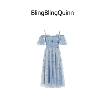 【夏天粉丝专享】BlingBlingQuinn蝶祤蓝沐连衣裙BAD32M01457