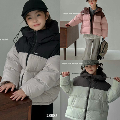 塘伽2024冬新款男女童羽绒服韩版中大童拼色白鸭绒保暖外套28085