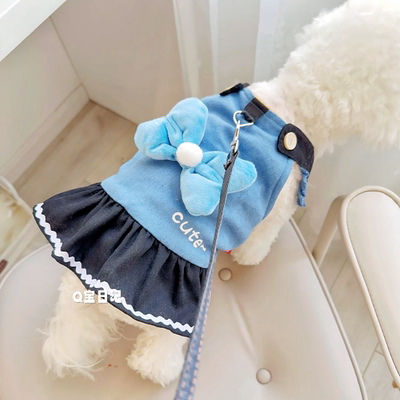 【动漫小公主裙】可牵引宠物比熊泰迪狗狗衣服秋冬装可爱连身裙子