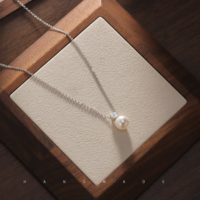 S925纯银镶钻水晶珍珠项链