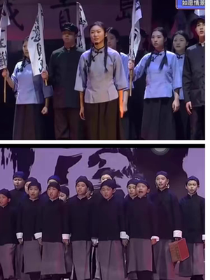 民国学生装五四演出服长袍马褂儿童清朝古装长衫如愿情景剧朗诵服