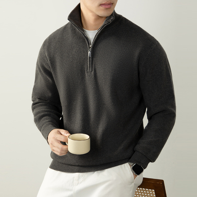 健身半拉链毛衣羊毛莫代尔高端立领绅士风针织衫厚款工作服定制CK