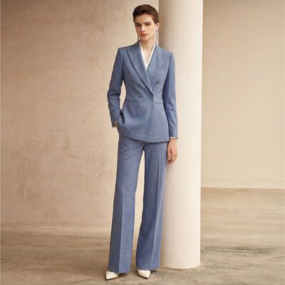艾尚臣蓝色西服套装女美业职业装