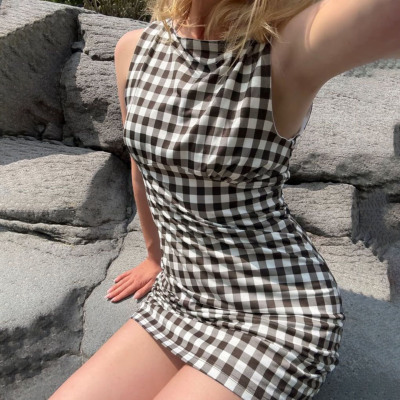 美式复古休闲时尚辣妹无袖连衣裙