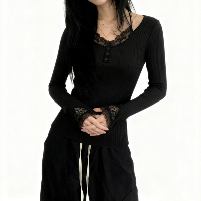蕾丝花边针织衫女春秋季2025新款